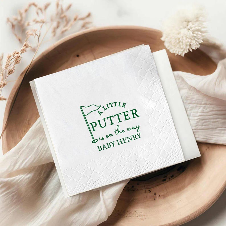 Personalized A Little Putter is on the Way Paper Napkin, Gender Reveal ...