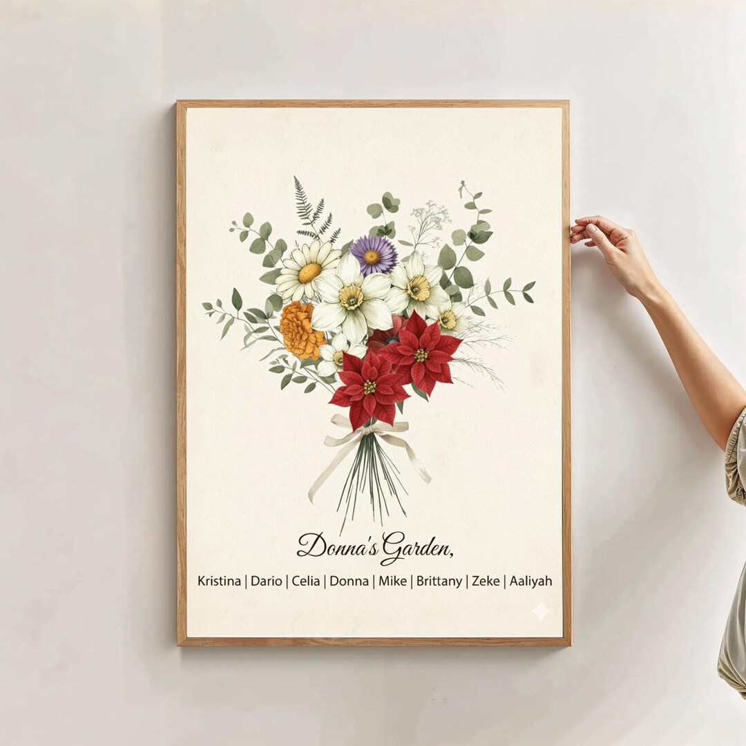 Personalized Custom Birth Flower Digital Wall Art Print Birth Month ...