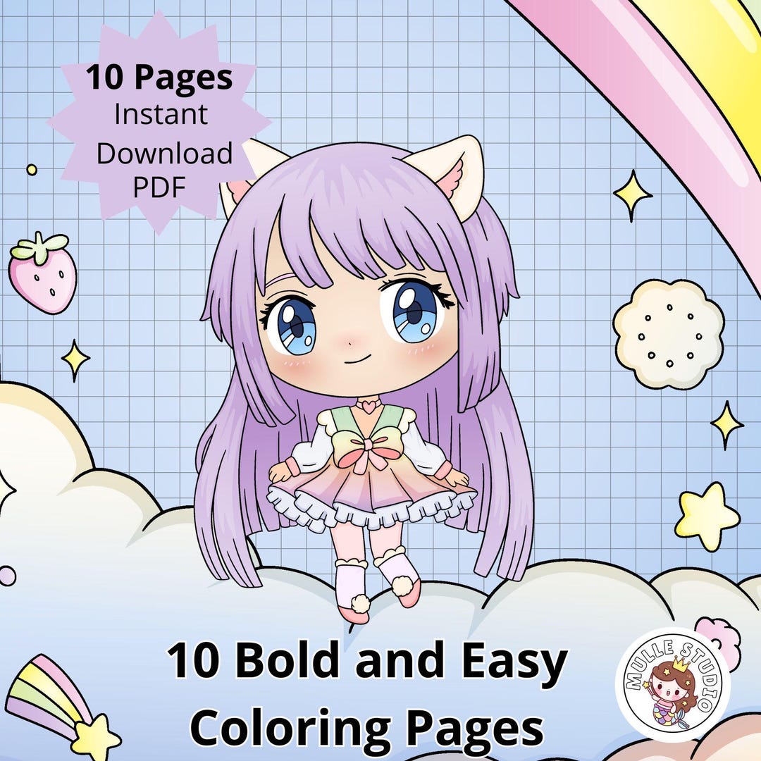Printable Kawaii Kids Coloring Pages – Cute Fun Digital Download for ...