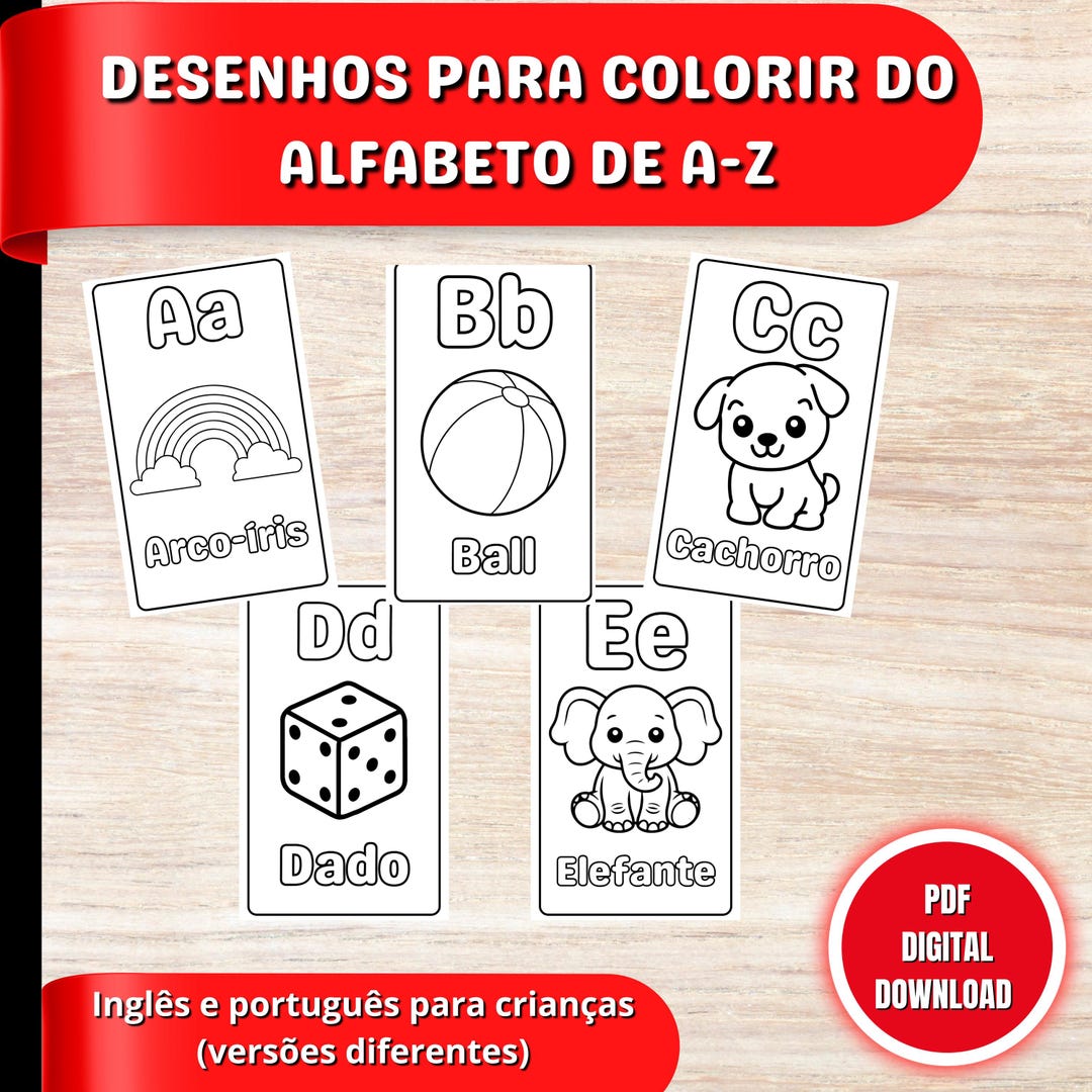Illustrated Alphabet Coloring Book With Letters A-Z in English and ...
