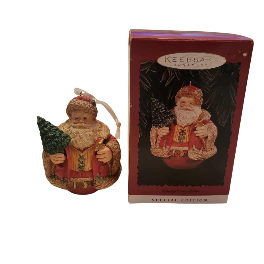 Vintage Hallmark Evergreen Santa Ornament • 1996 Keepsake • Sculpted by ...