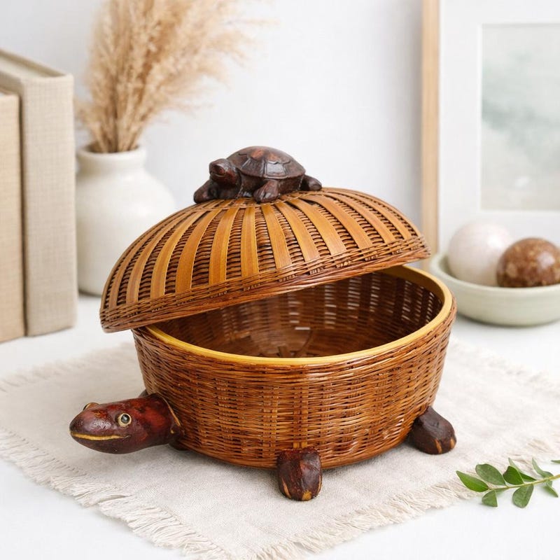 Woven Bamboo Trinket Box - Etsy