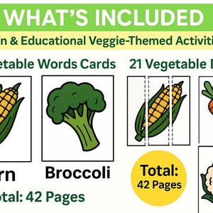 Vegetables Puzzle;toddler Activity;busy Book;pdf;homeschool;toddler ...