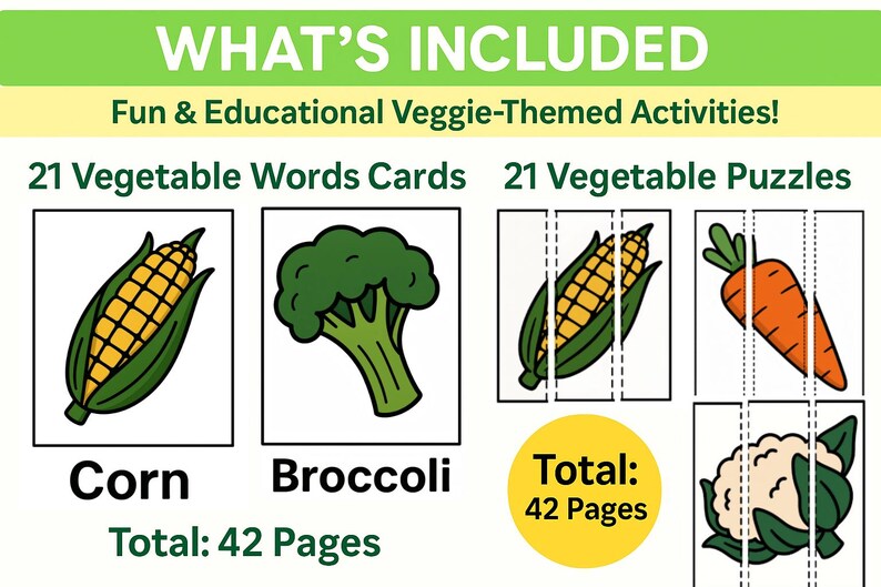Vegetables Puzzle;toddler Activity;busy Book;pdf;homeschool;toddler ...