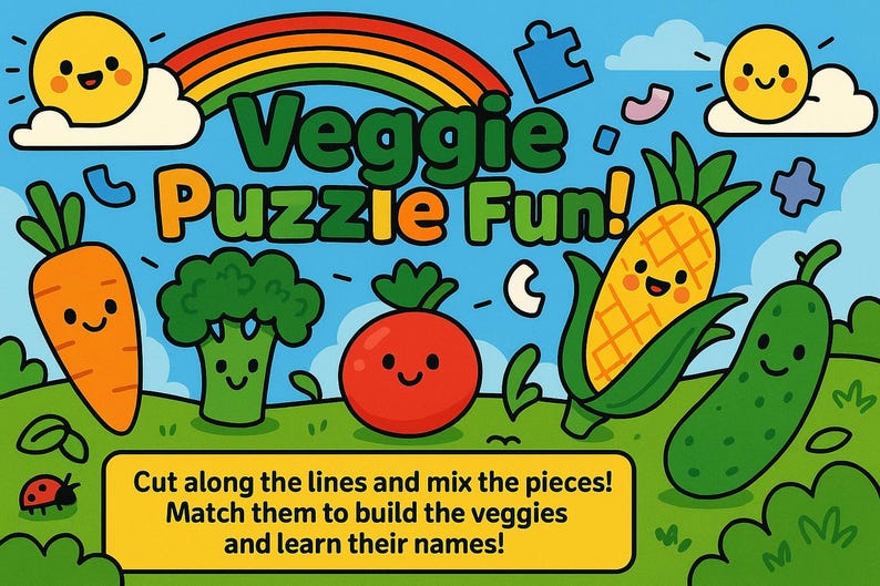 Vegetables Puzzle;toddler Activity;busy Book;pdf;homeschool;toddler ...