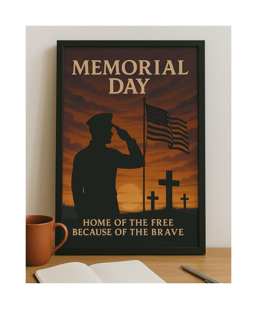 Emotional Memorial Day Wall Art , Sunset Soldier Tribute Poster , Home ...
