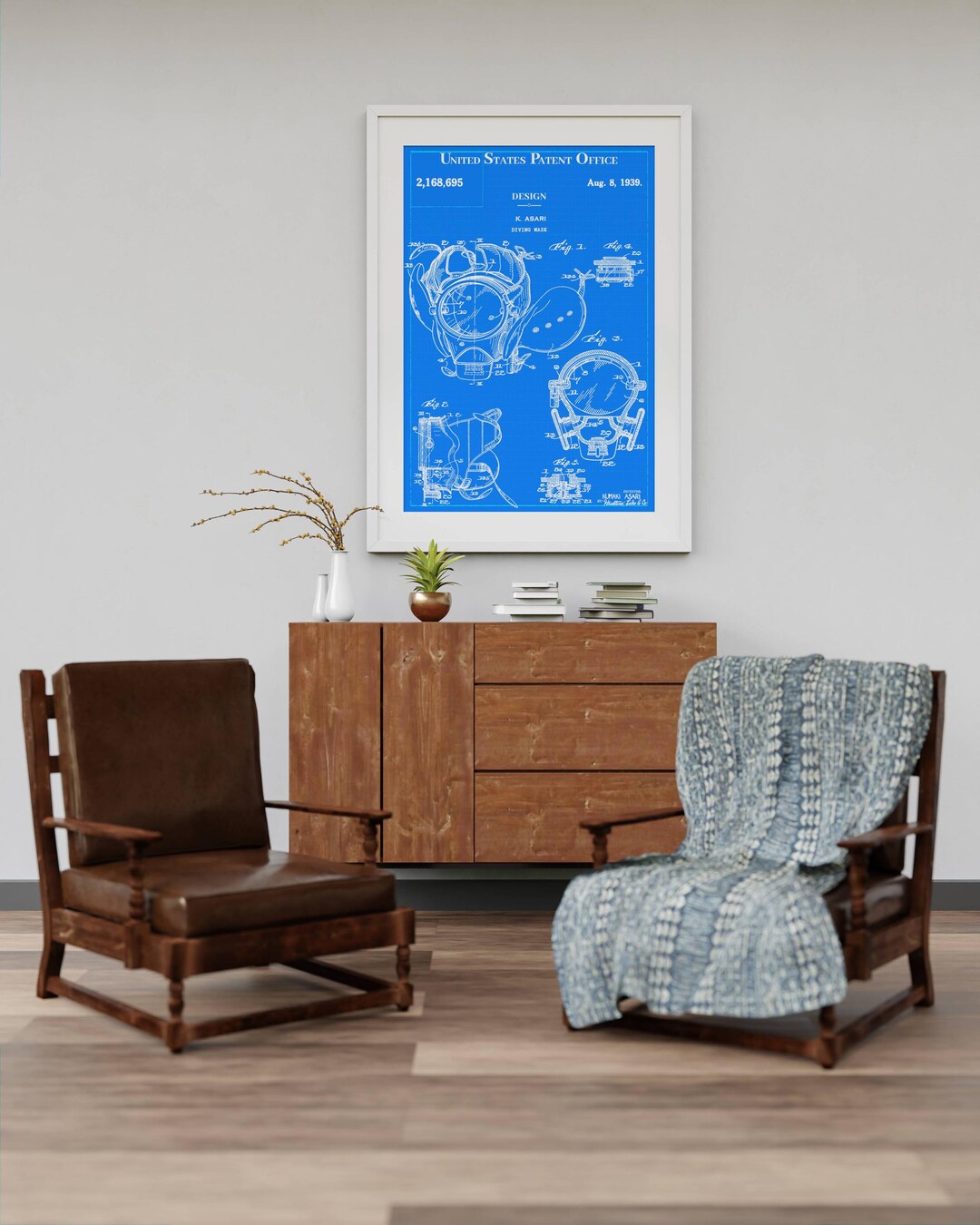 Diving Mask Patent Poster, Wall Decor, Home and Office Decor, Art Deco ...