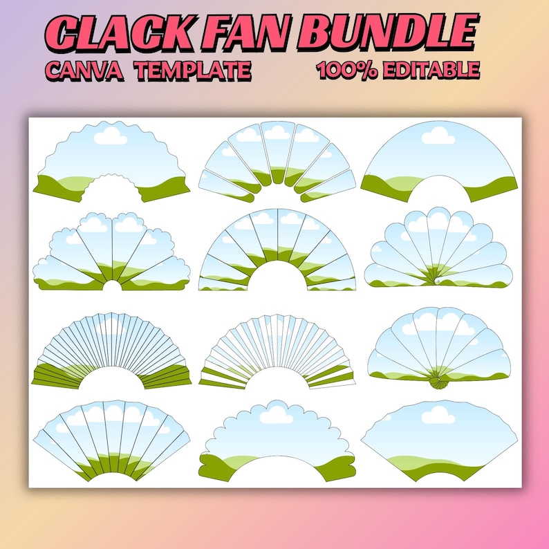 Clack Fan Template, Folding Hand Fan Sublimation Design, Drag Queen ...