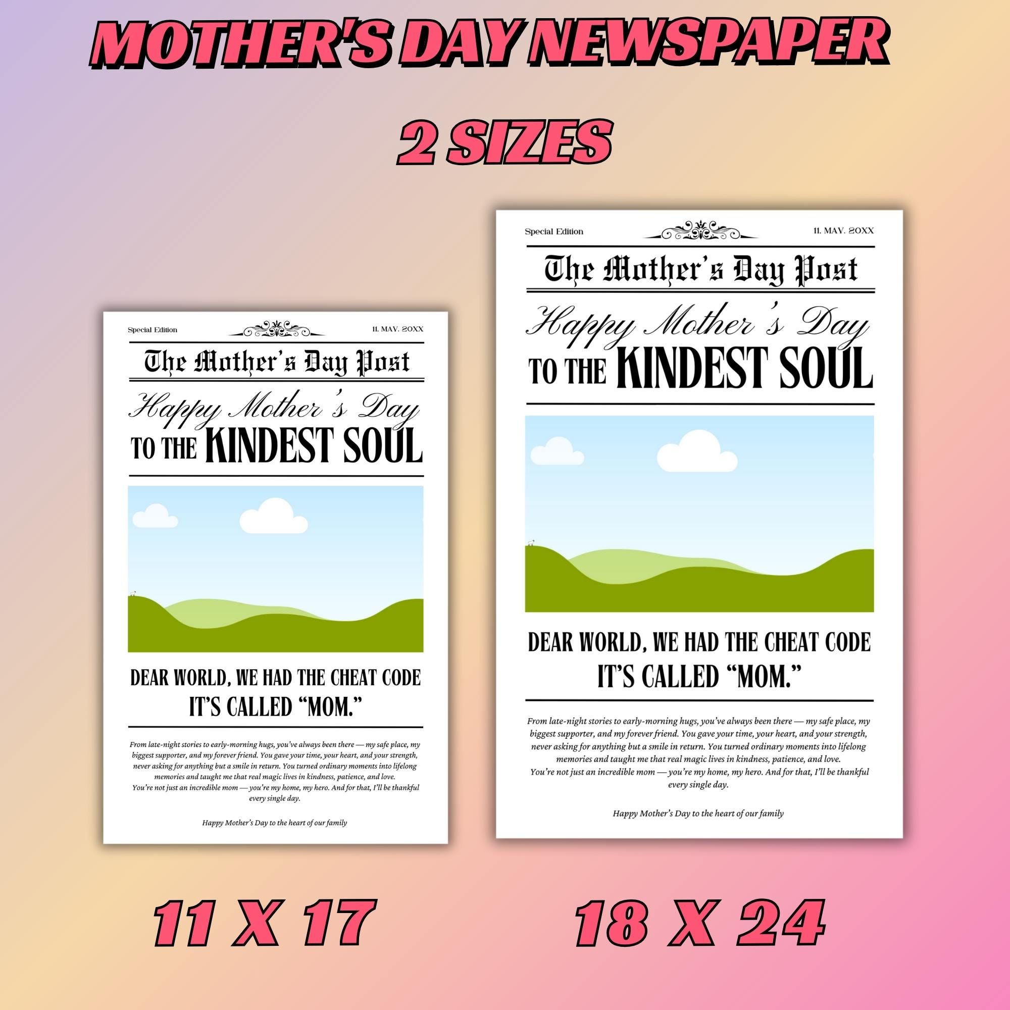 Editable Mothers Day Newspaper Canva Template | Personalized Mothers ...