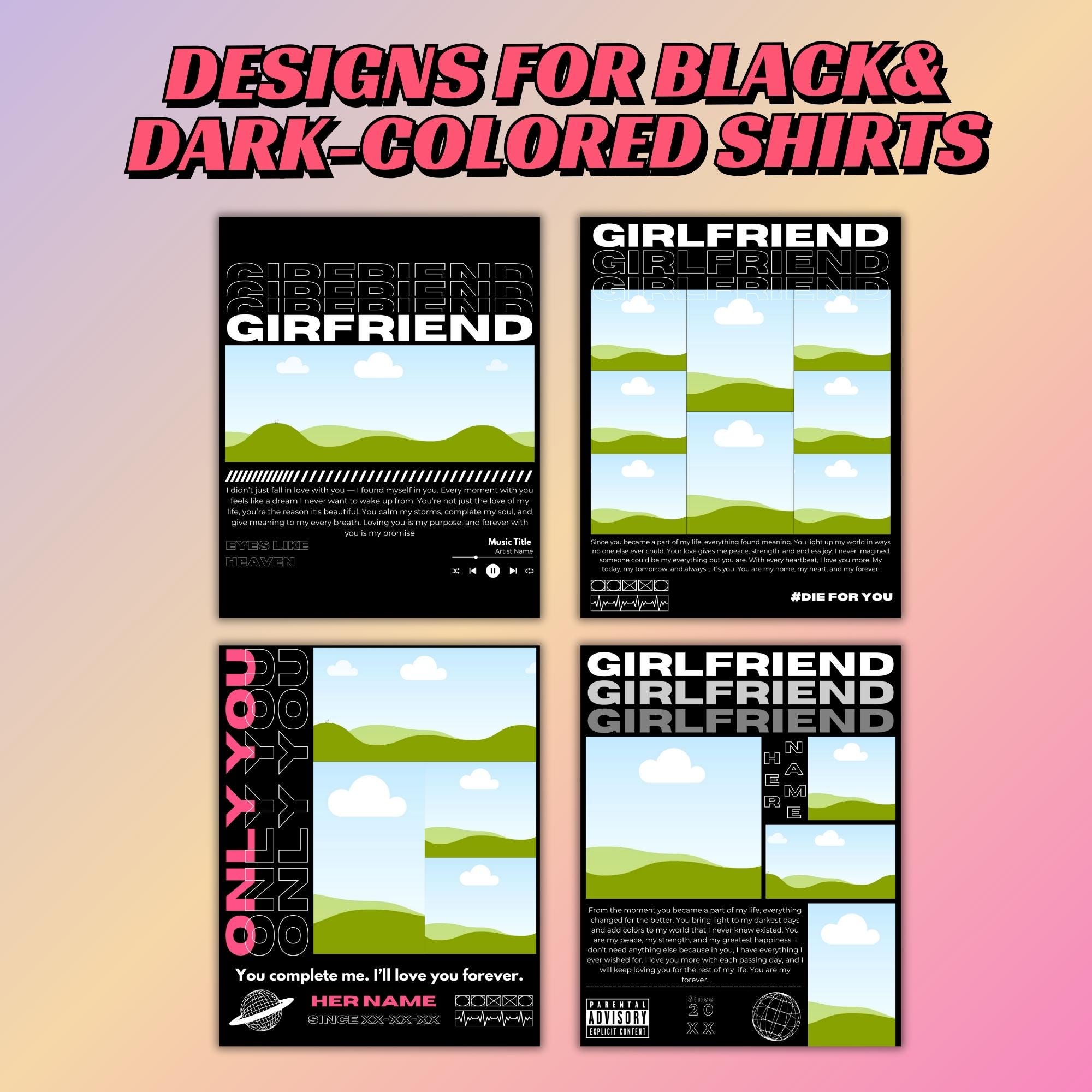Girlfriend Shirt Design Canva Template: Photo Collage (digital Download ...
