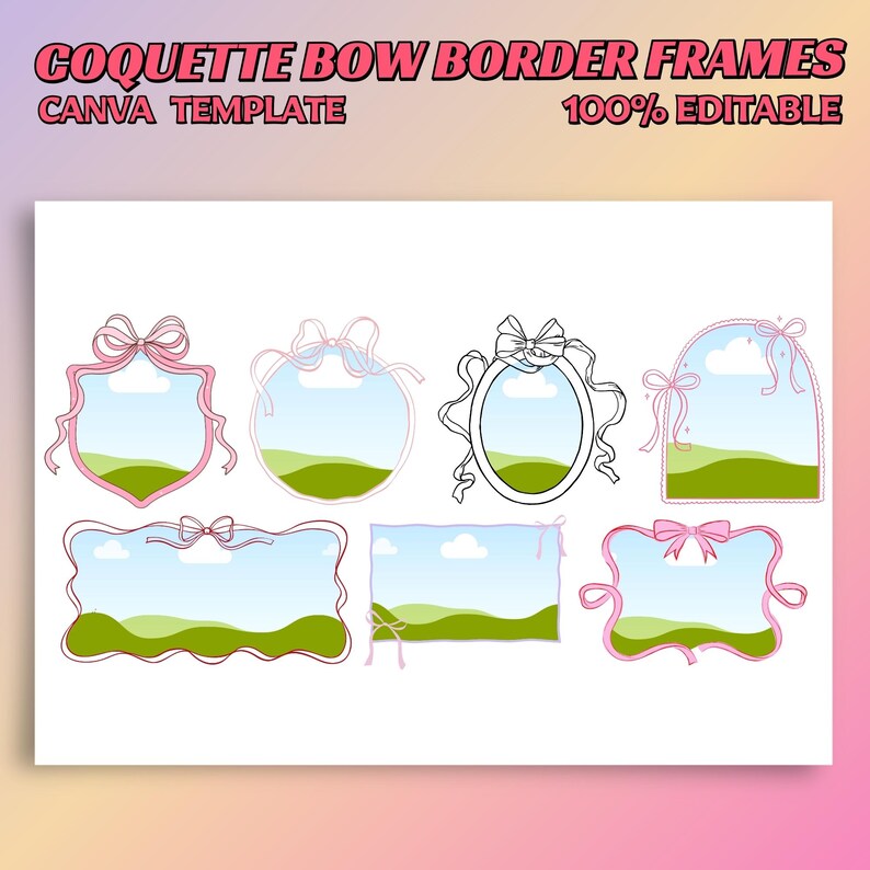 40 Coquette Border Bundle, Editable Wavy Doodle Designs, Drag & Drop ...