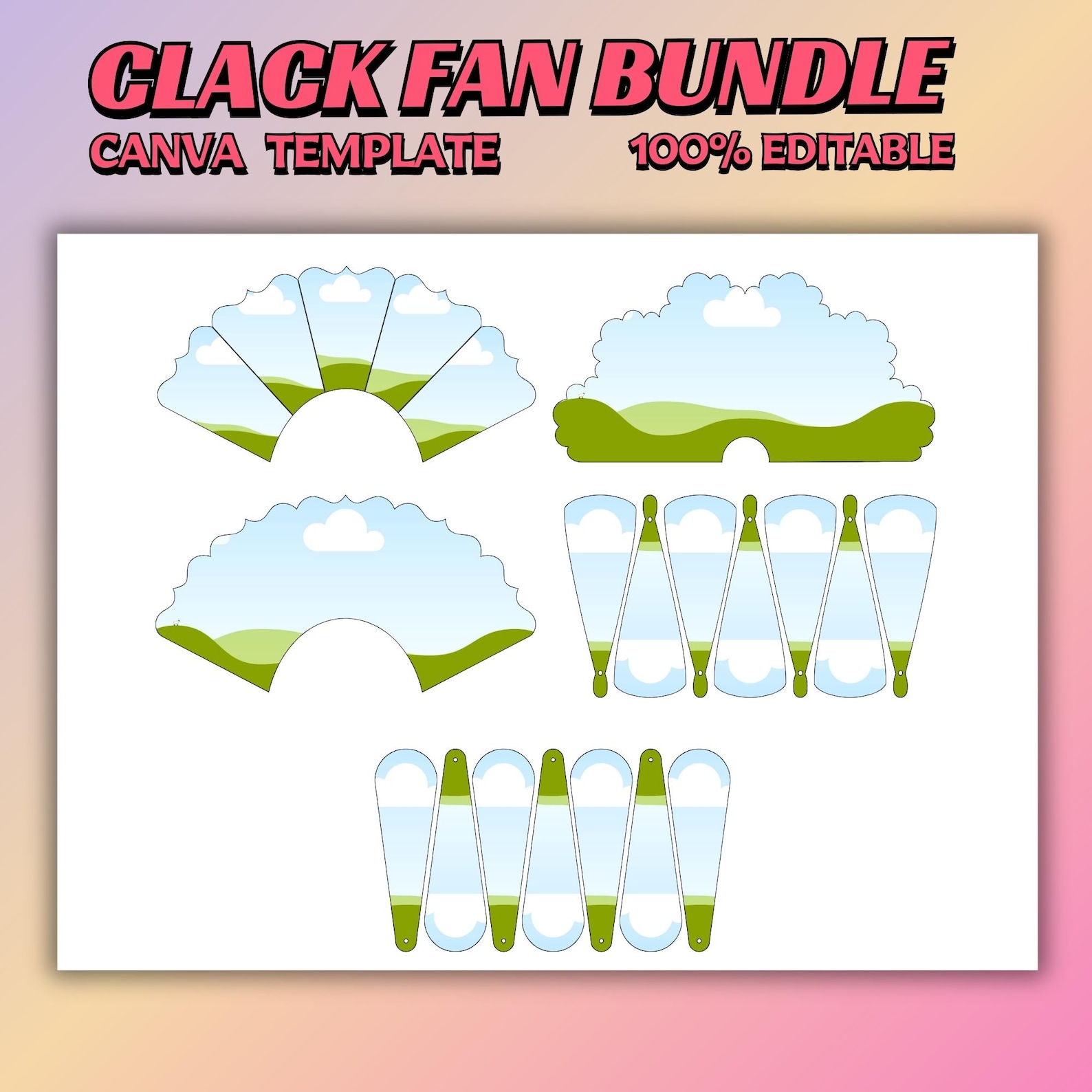 Clack Fan Template, Folding Hand Fan Sublimation Design, Drag Queen ...