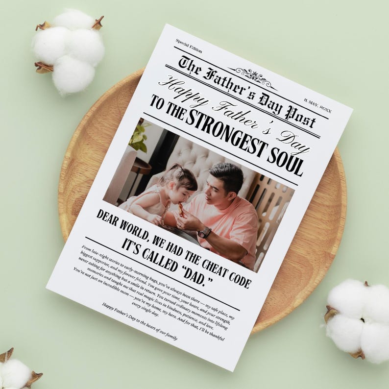Editable Father’s Day Newspaper Canva Template | Personalized Gift for ...