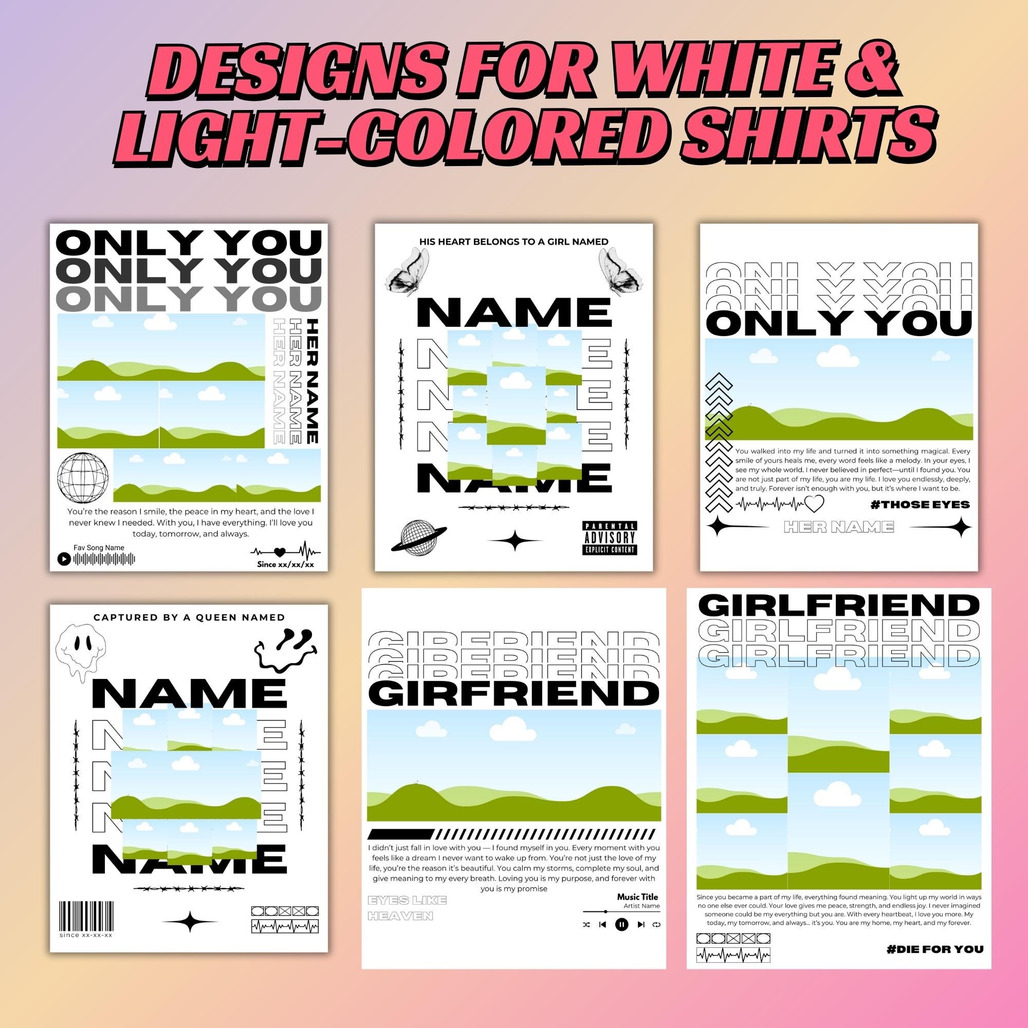Girlfriend Shirt Design Canva Template: Photo Collage (digital Download ...