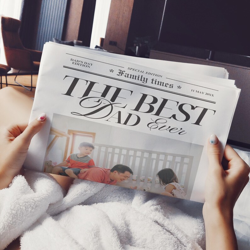 Editable Father’s Day Newspaper Canva Template | Personalized Gift for ...