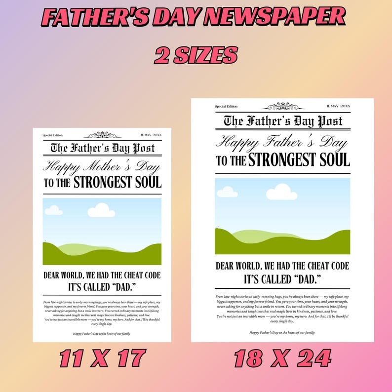 Editable Father’s Day Newspaper Canva Template | Personalized Gift for ...