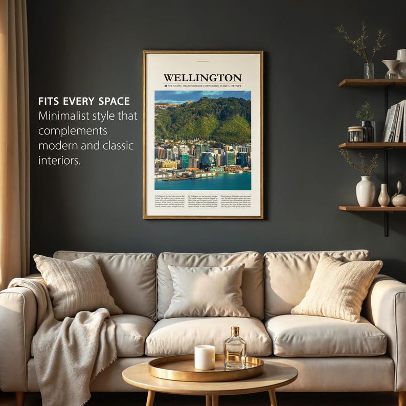 Wellington New Zealand Wall Art Poster | Vintage Travel Print Digital ...