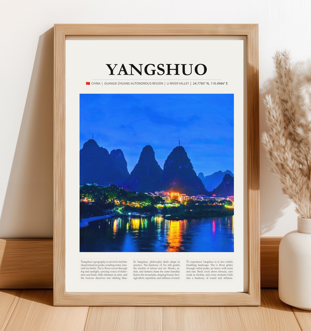 Yangshuo Wall Art Printable Guilin Karst Mountains Poster Li River ...