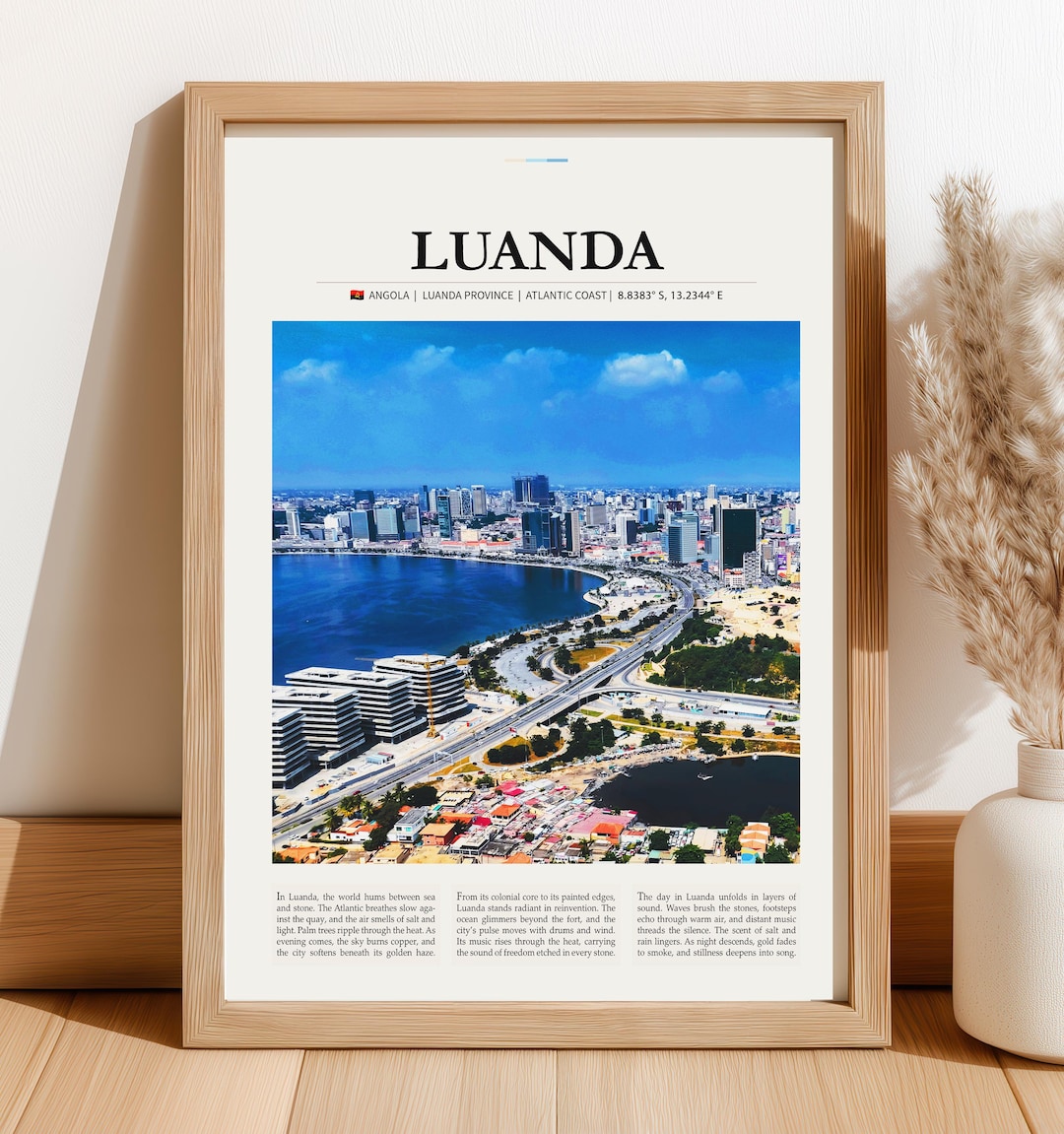 Luanda Angola Wall Art Poster | Vintage Travel Print Digital Download ...
