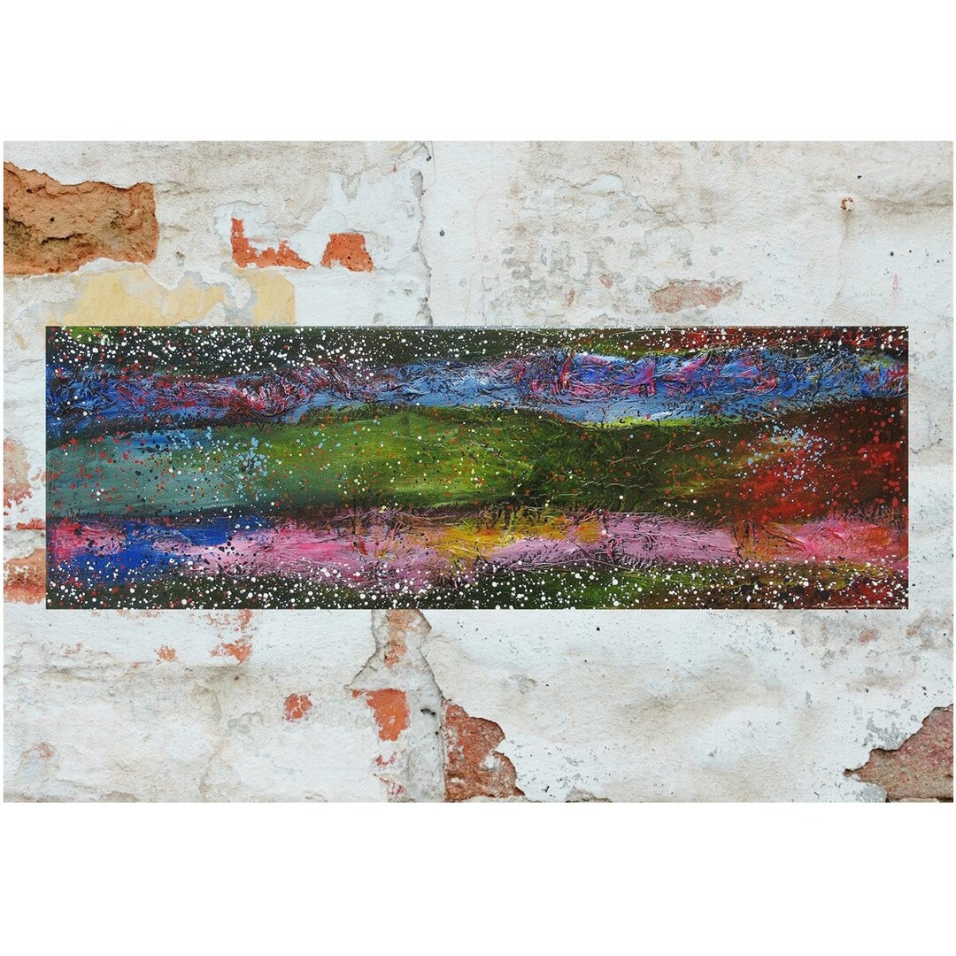 Textured Abstract Painting Tall / Wide Acrylic on Canvas Jewel Colours ...