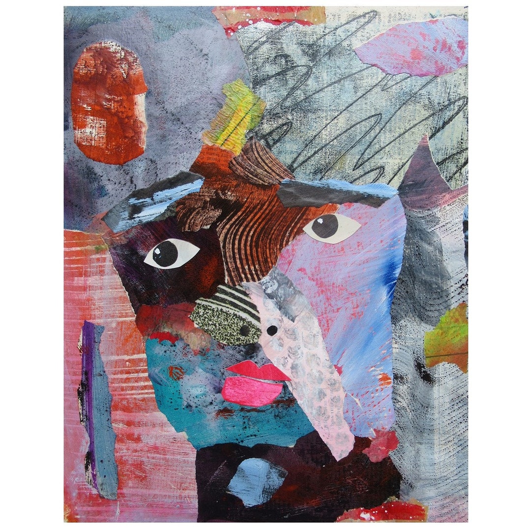 Original Collage Portrait Painting Expressive Mixed Media Fine Art ...