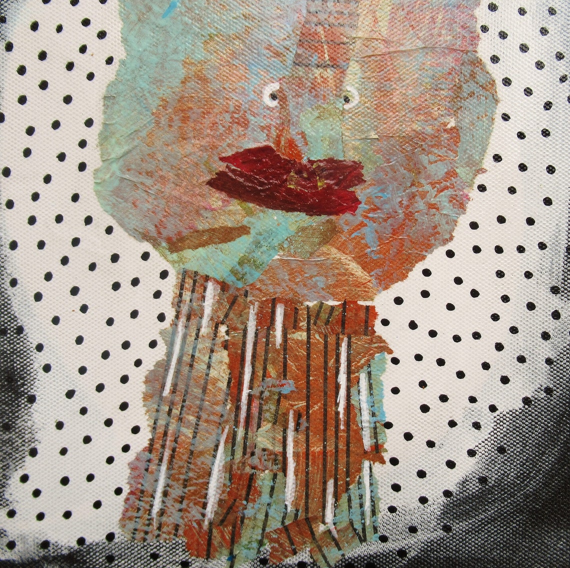 Quirky Portrait Painting Outsider Art Mixed Media Surreal People - Etsy