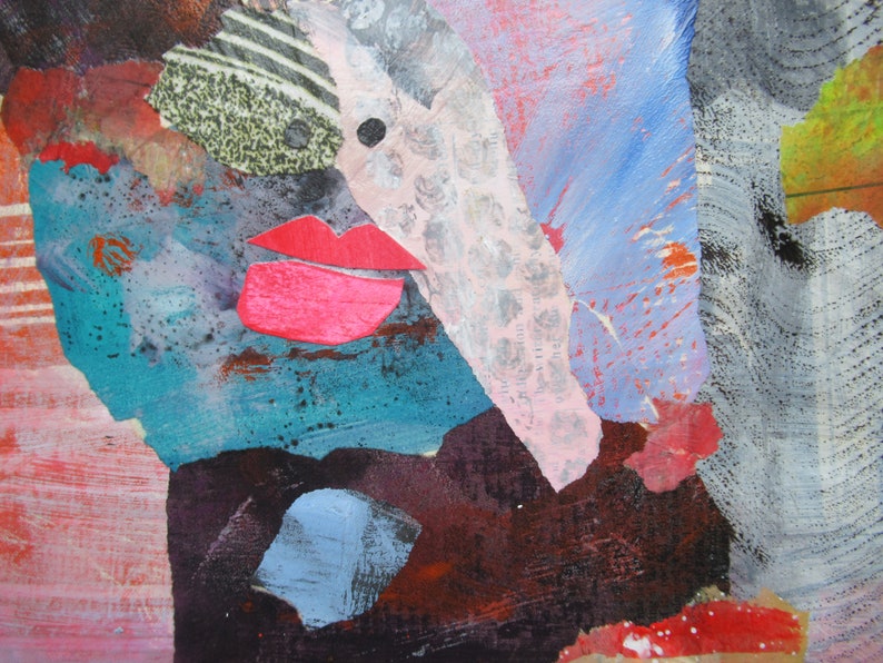Original Collage Portrait Painting Expressive Mixed Media Fine Art ...
