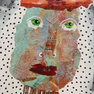 Quirky Portrait Painting Outsider Art Mixed Media Surreal People - Etsy