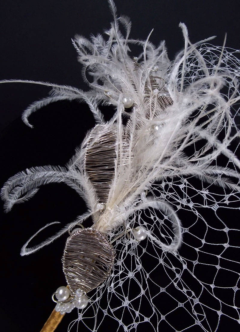 Cream Bridal Feather Veil Band | Birdcage Veil | Ostrich Feather | Hair ...