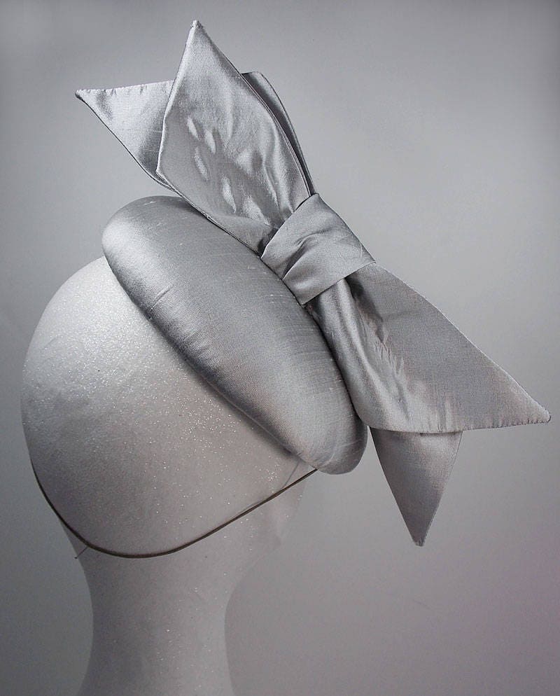 Silver Giant Bow Hat Formal Hat Ascot Hat Wedding, Bridal or Event ...