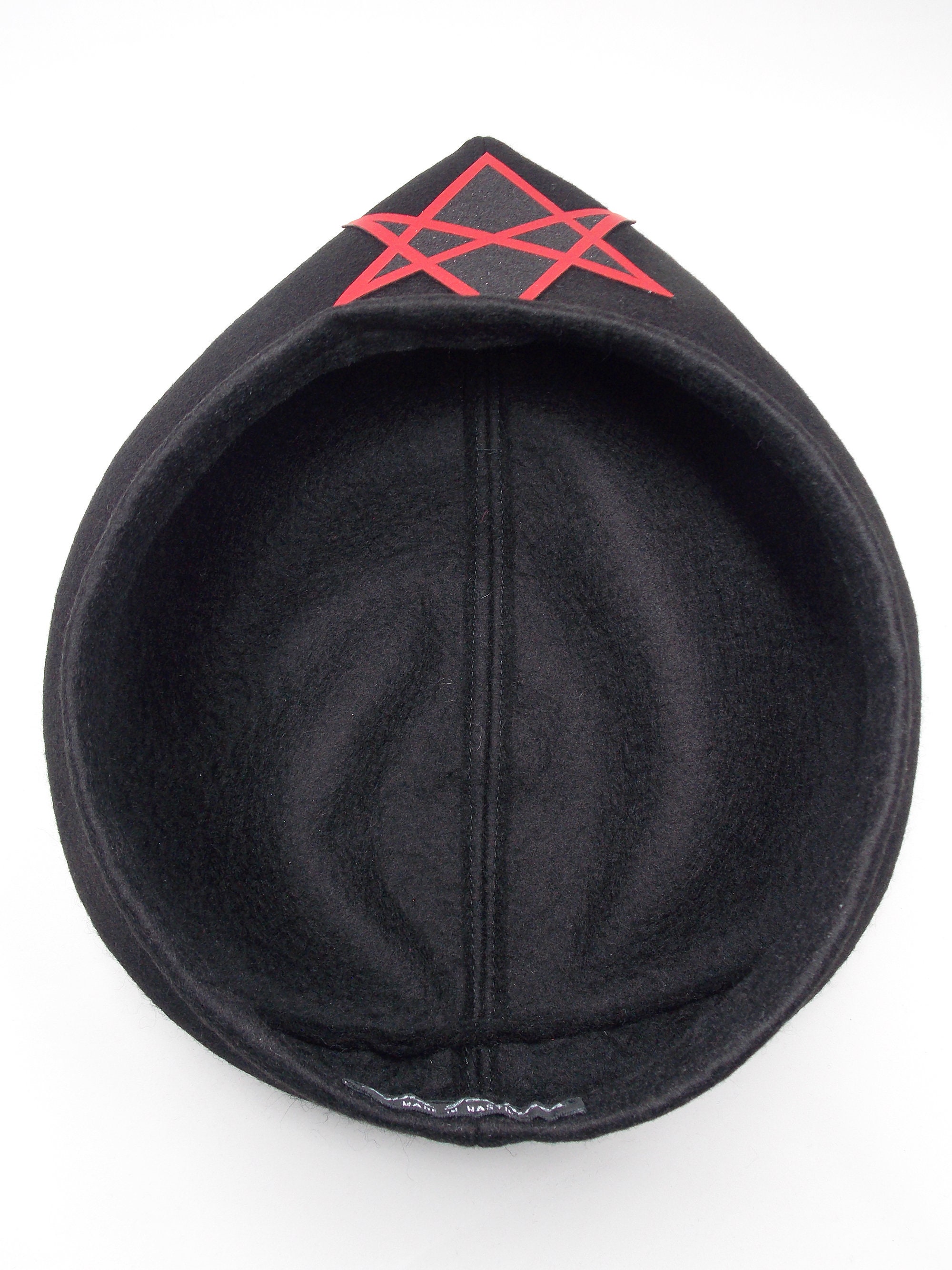 Black and Red Pointed Gothic, Occult, Black Metal Costume Hat With ...