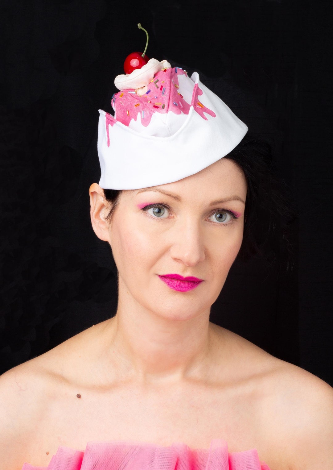 Ice Cream Sundae Soda Fountain Hat, With Sprinkles, Cream and Cherry ...