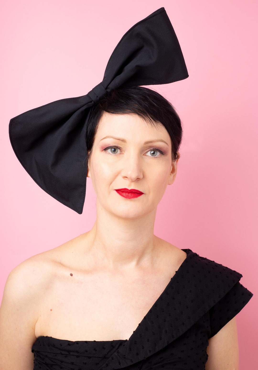 Large Black Fabric Bow Hair Band - Oversized Dramatic Fascinator - Etsy