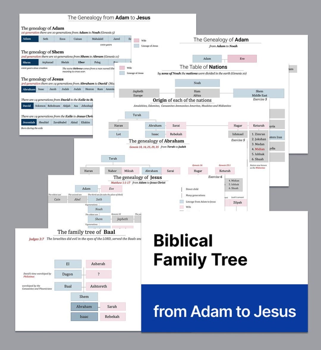 Biblical Family Tree (from Adam to Jesus) - Etsy
