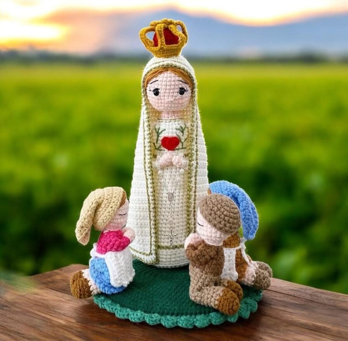 Handmade Our Lady of Fatima Crochet Set – Virgin Mary With Crown and ...