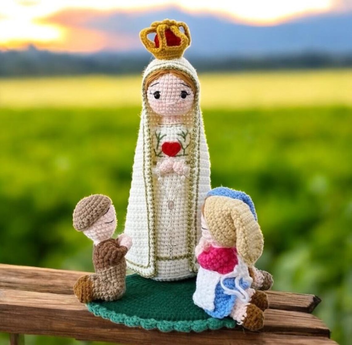 Handmade Our Lady of Fatima Crochet Set – Virgin Mary With Crown and ...