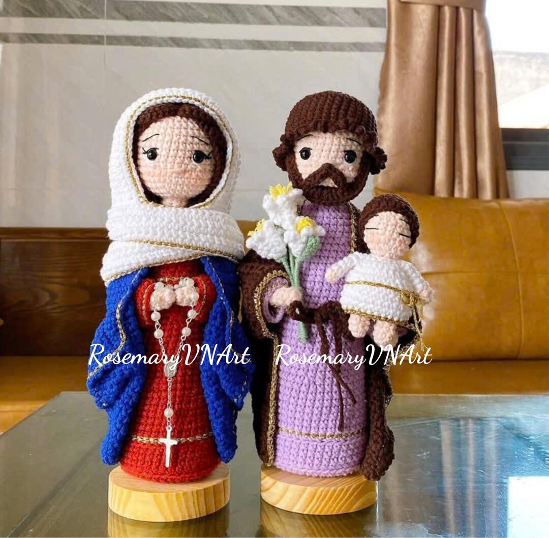 Handmade Crochet Holy Family Set – Virgin Mary, St. Joseph & Baby Jesus ...