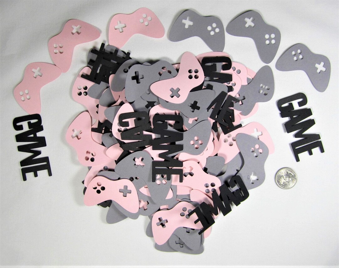 125pc Happy Birthday Girl Confetti Video Game Pink Control Confetti ...