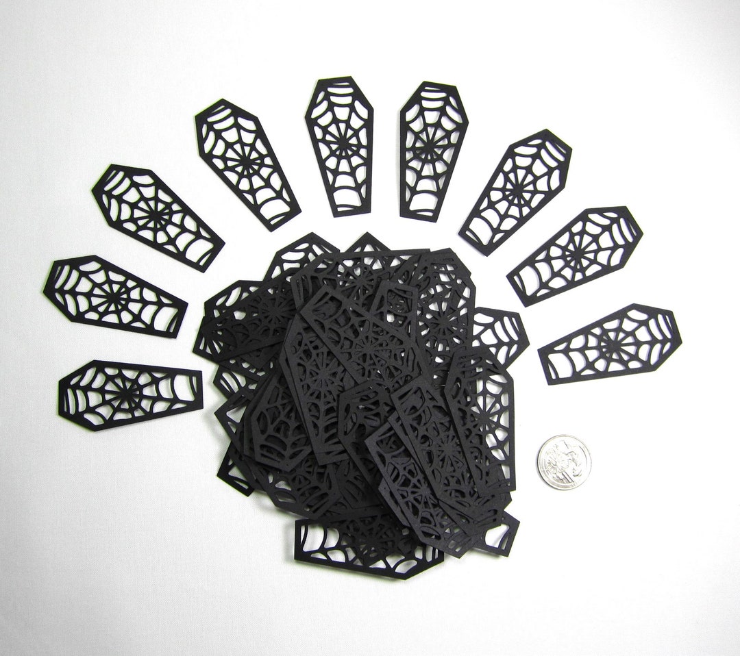 100pc RIP Birthday Black Coffin With Web or Wedding or Card Making Die ...