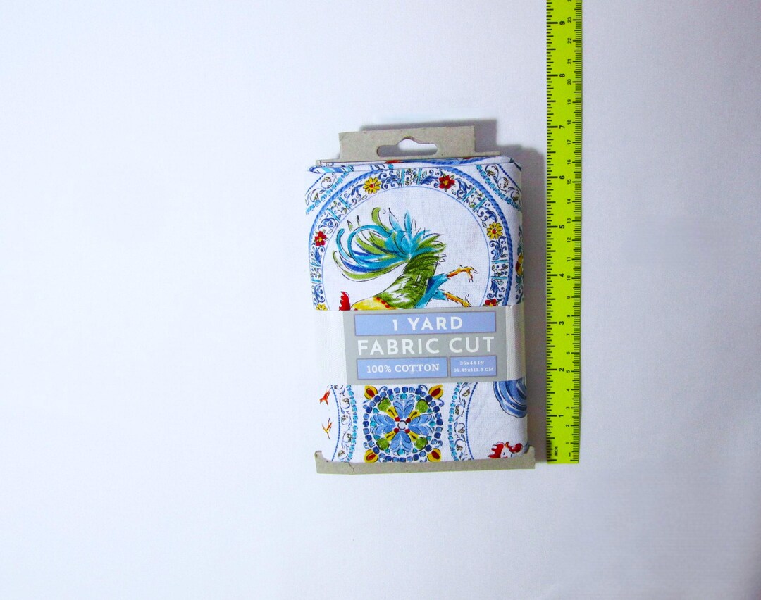 Blue Medallion Country Rooster One Yard Pre Cut Fabric Craft Quilting ...