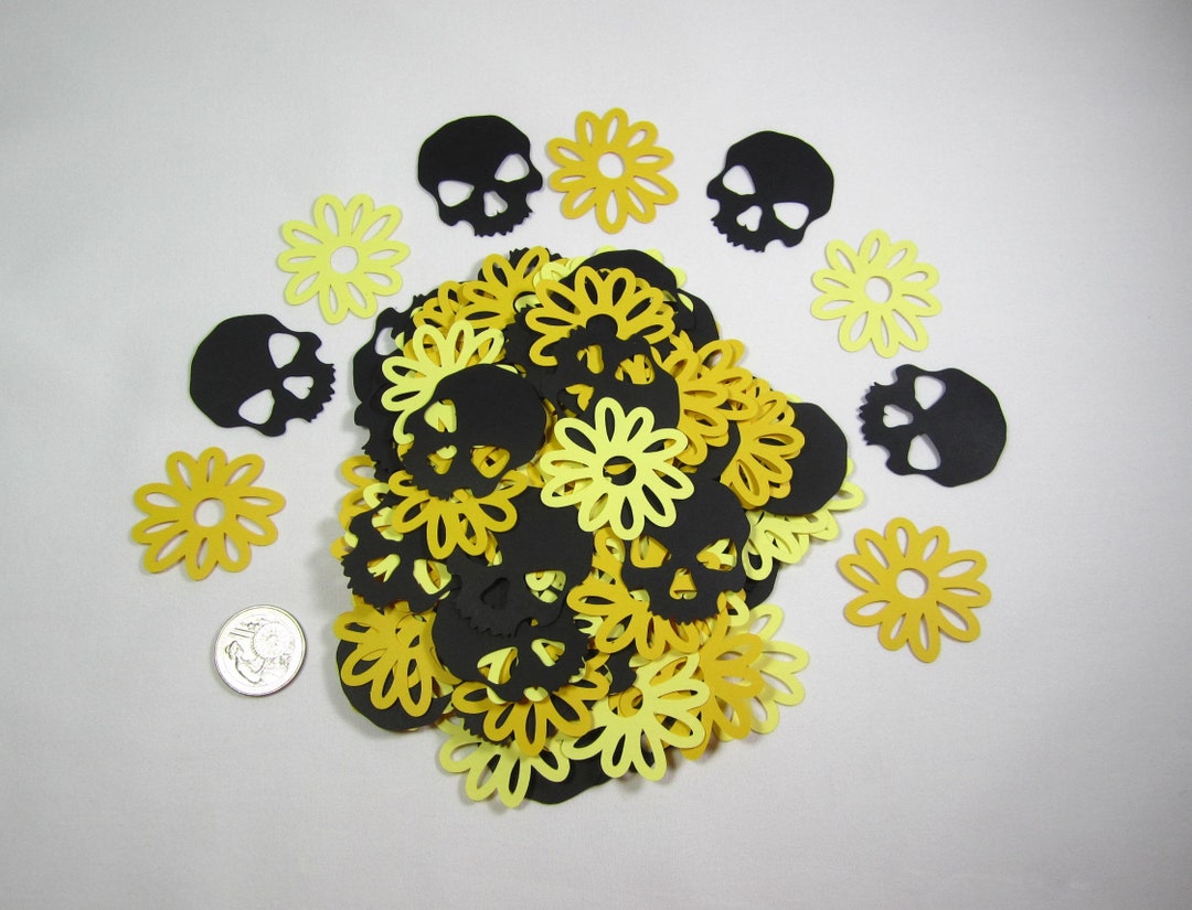 125pc Gothic Birthday Daisy and Skull Confetti Table Top Party or ...