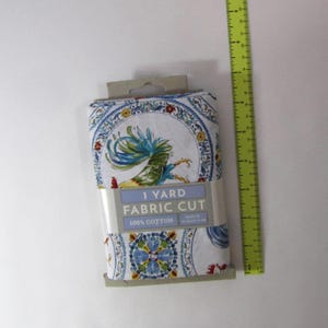 Blue Medallion Country Rooster One Yard Pre Cut Fabric Craft Quilting ...