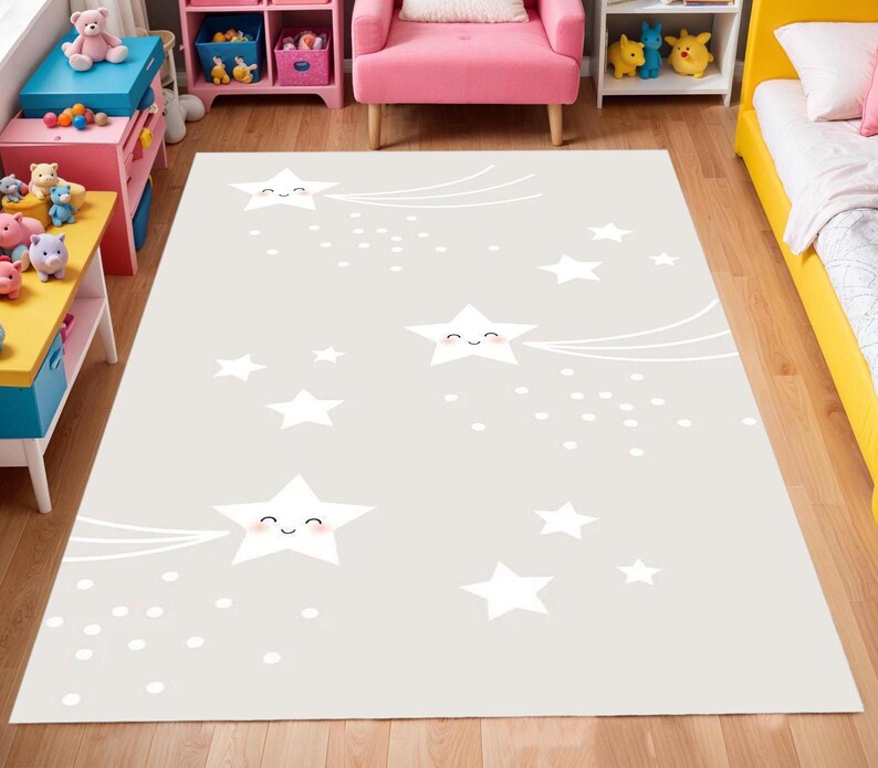 Personalized Shooting Star Rug for Kids Room | Soft Nursery Carpet With ...