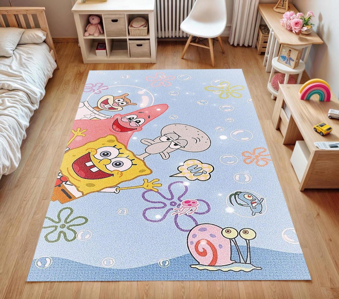 Spongebob Kids Rug – Fun Cartoon Carpet for Toddler Room, Playroom or ...