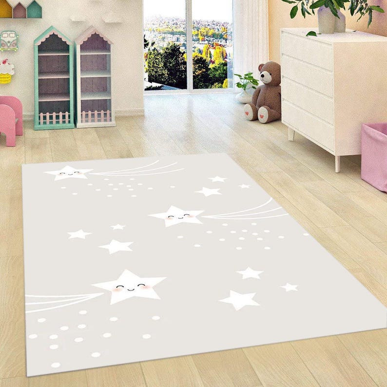 Personalized Shooting Star Rug for Kids Room | Soft Nursery Carpet With ...