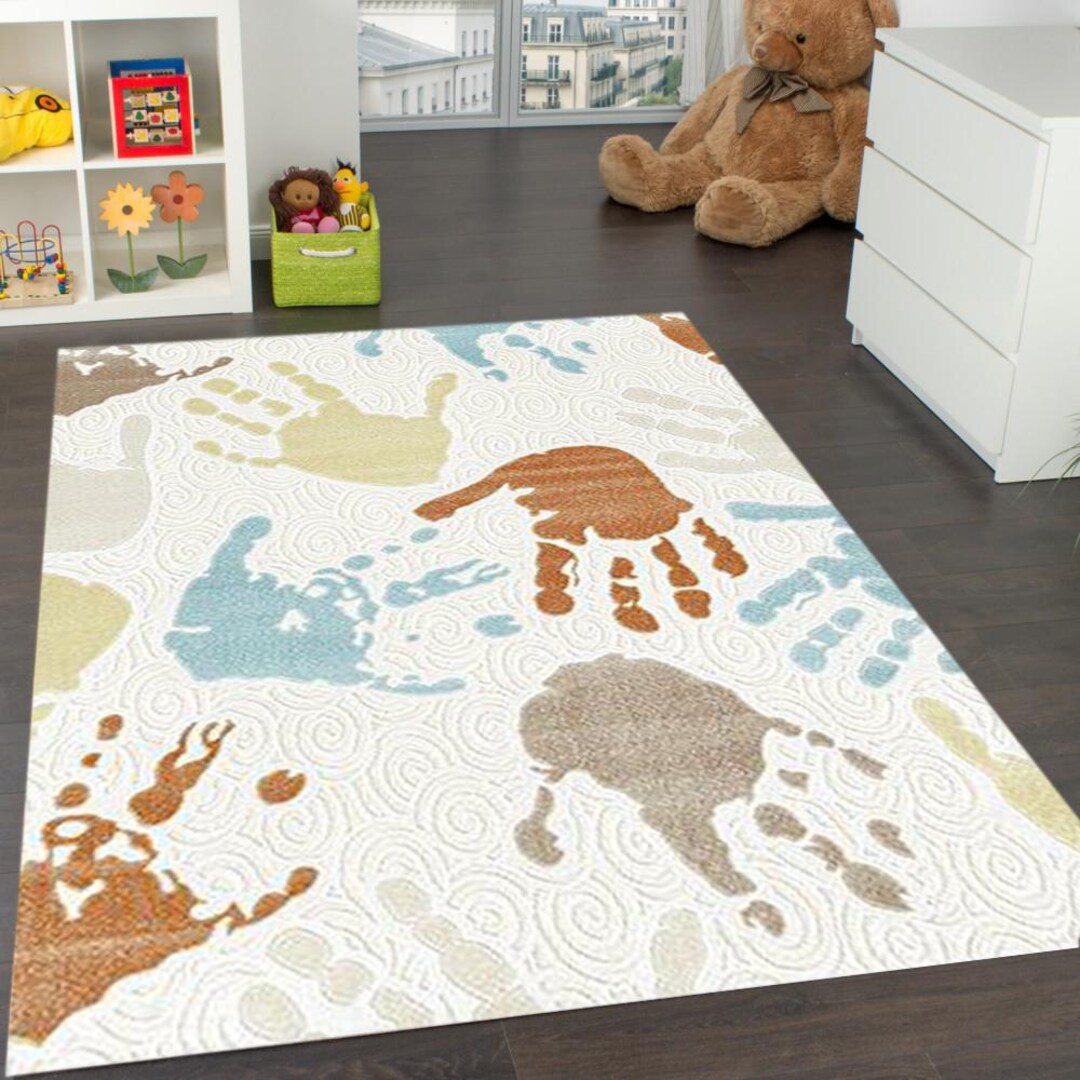 Colorful Handprint Rug for Kids Room,soft Playroom Carpet,nursery Floor ...
