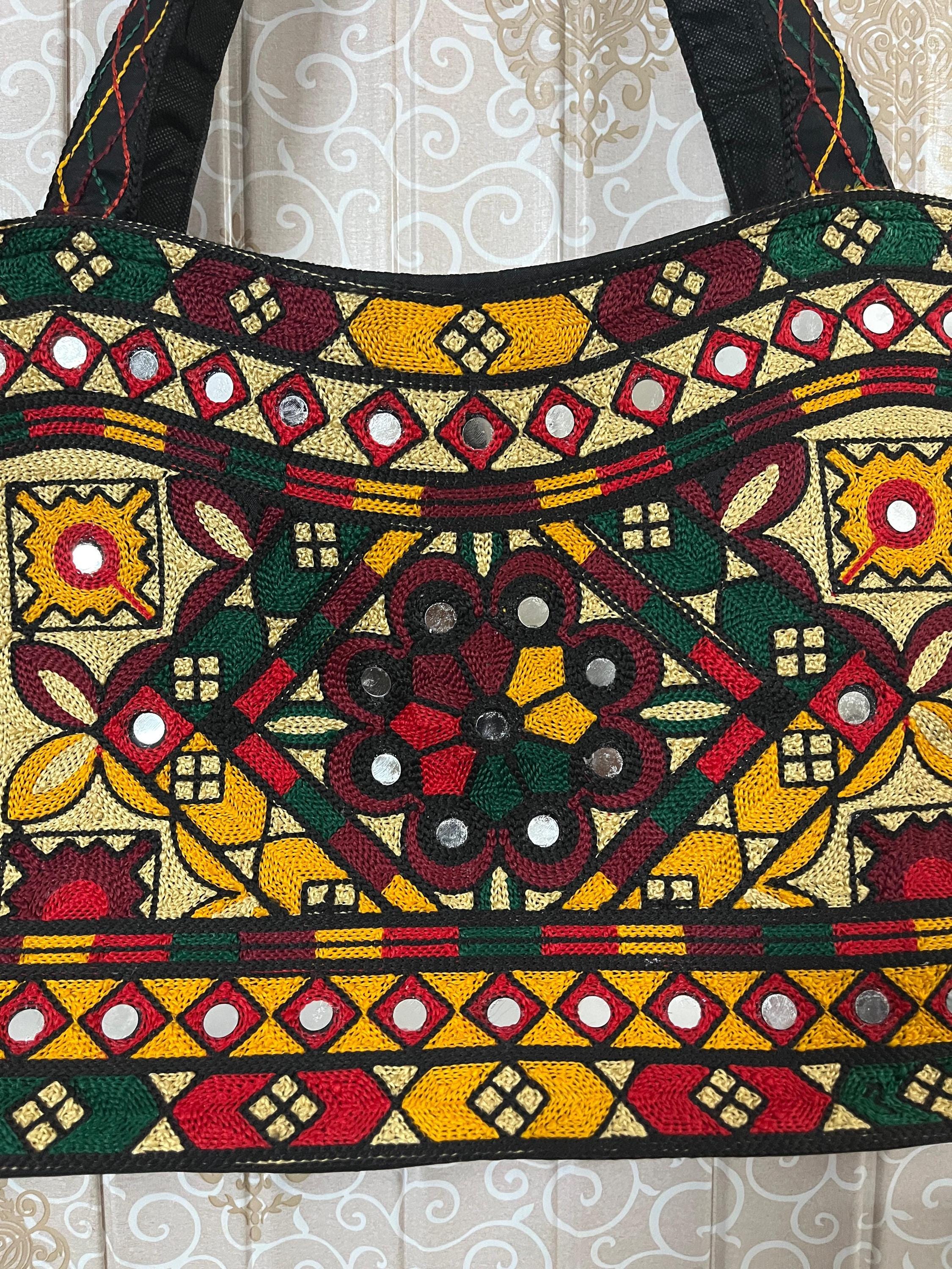 Pakistani Handwoven Tote Bag - Mirror Embroidery Work Banjara Shoulder ...