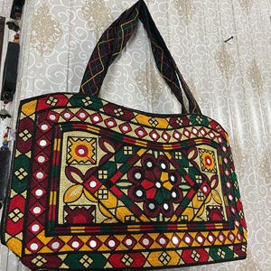 Pakistani Handwoven Tote Bag - Mirror Embroidery Work Banjara Shoulder ...