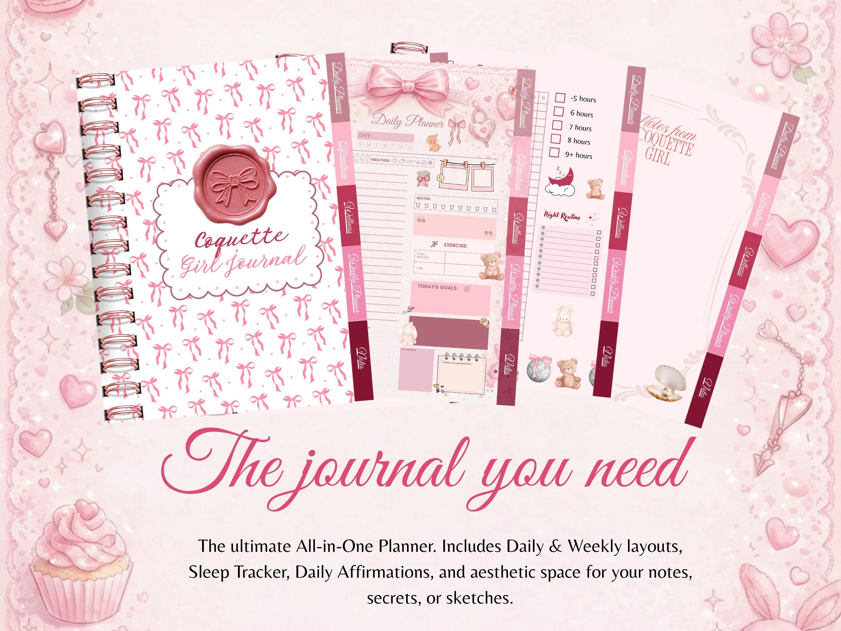 Coquette Digital Planner | Pink Bow, Self-care (PDF File) - Etsy