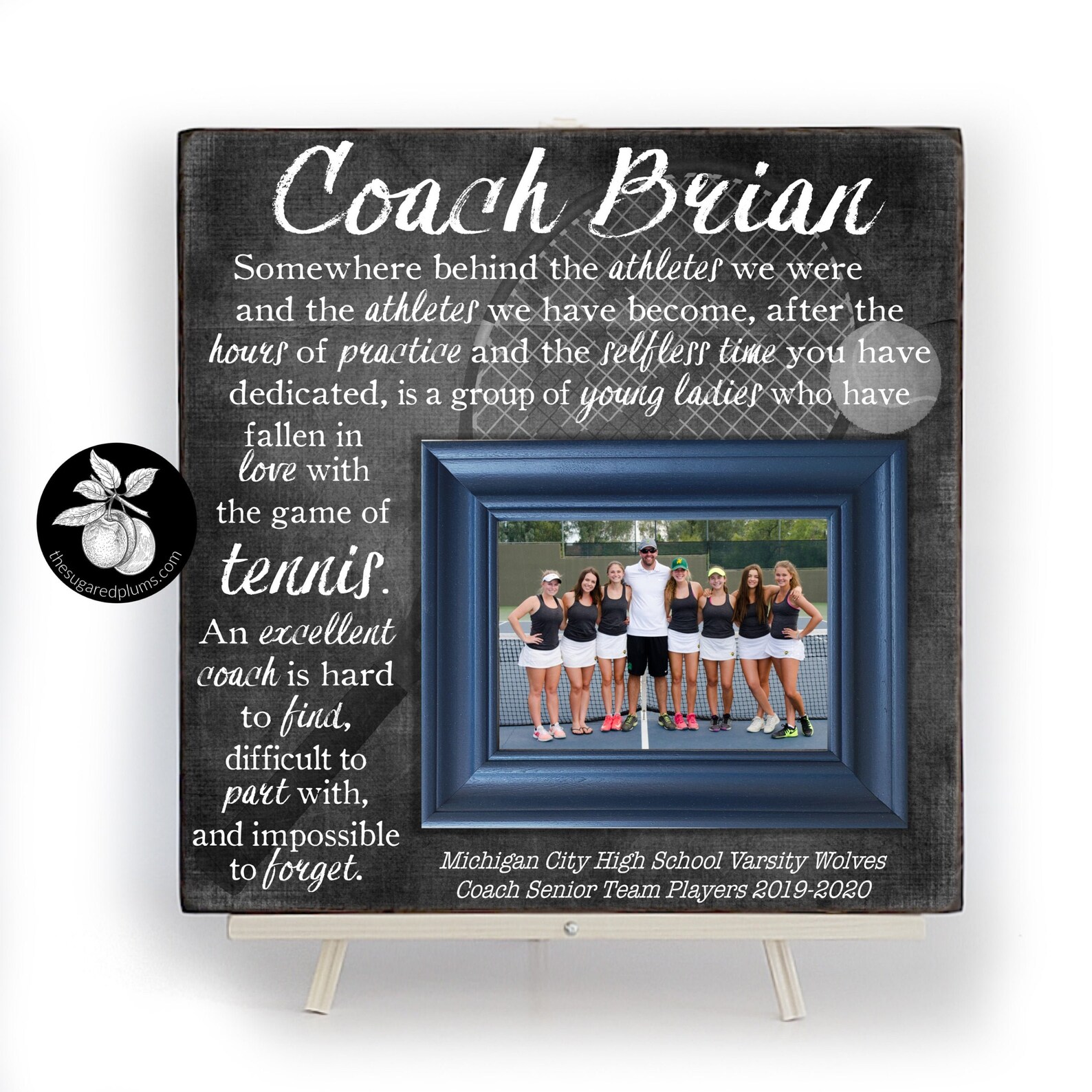 Personalized Tennis Coach Picture Frame by Lifetime Creations: | Etsy
